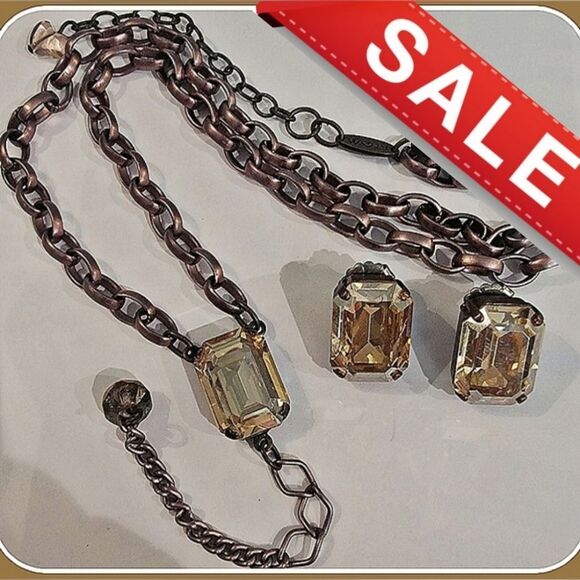 Sabika | Jewelry | Sabika Winter 28 Amber Gold Necklace Earrings Set ...